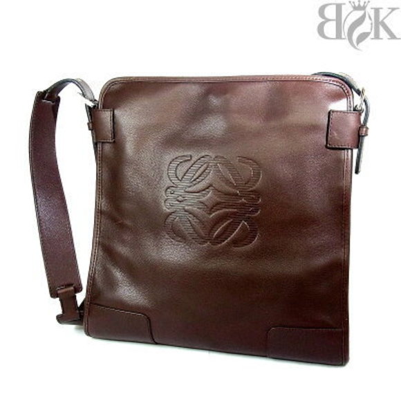 Loewe | Bags | Loewe Anagram Logo Shoulder Bag Leather Black | Poshmark